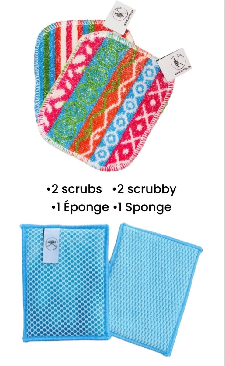 Antimicrobial Scouring Sponge & Scrubby (Multipack) - Kimo